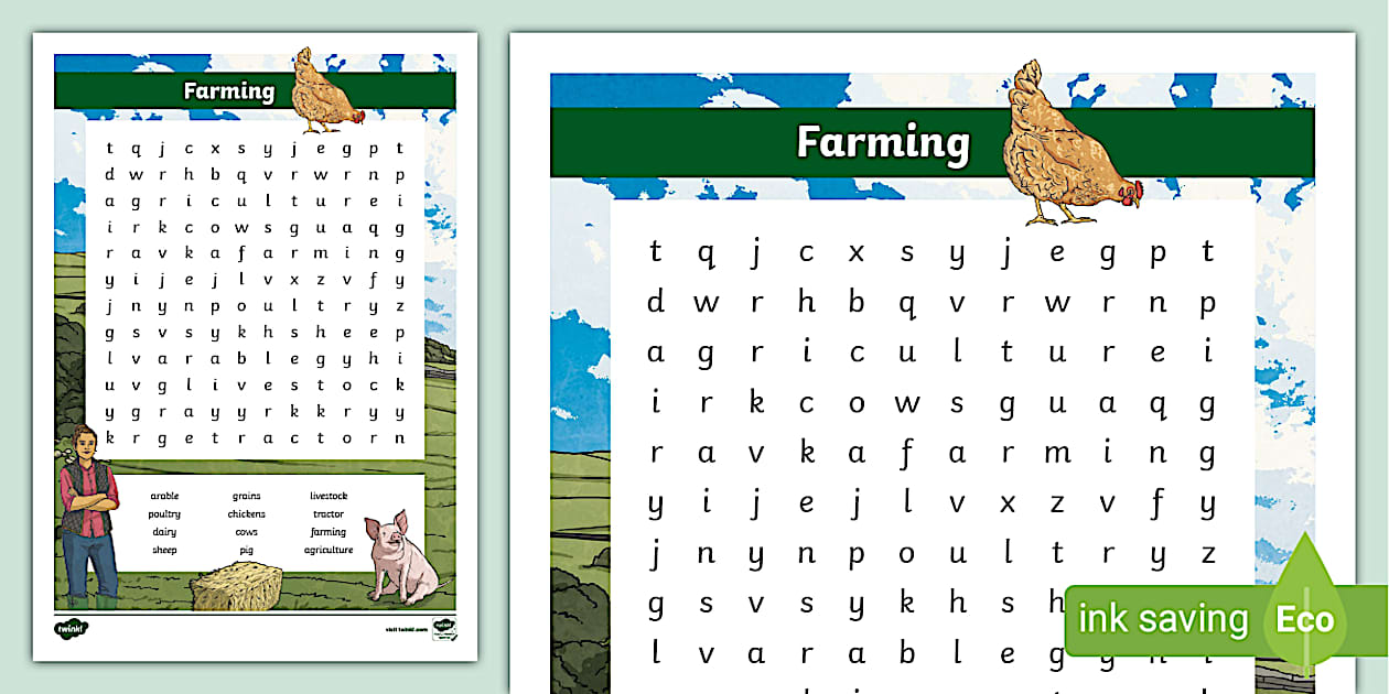 Farming Word Search (teacher made) - Twinkl