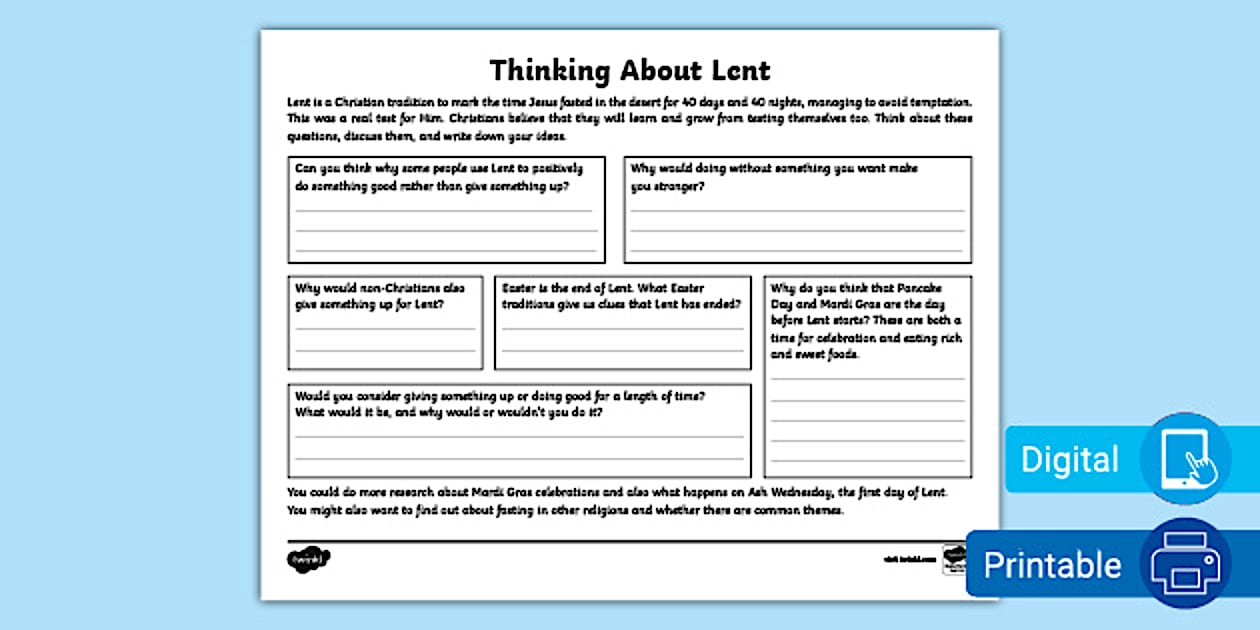 Lent Worksheet | Christian Education Resource | Twinkl USA