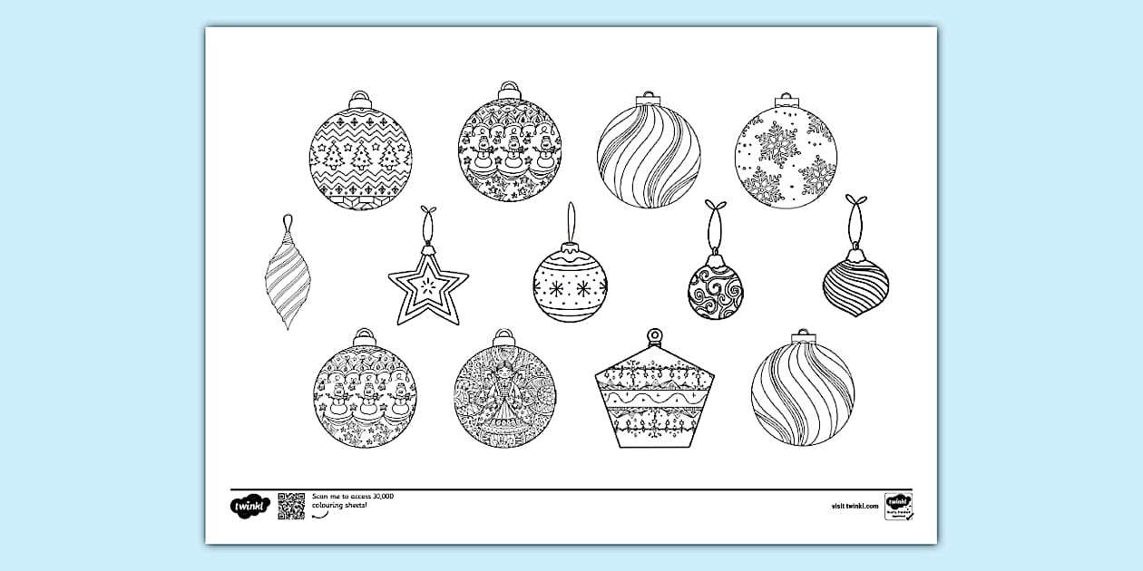Bauble Doodle Colouring Page (teacher made) - Twinkl