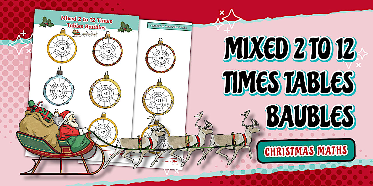 👉 Mixed 2 to 12 Times Tables Baubles - Twinkl - KS2