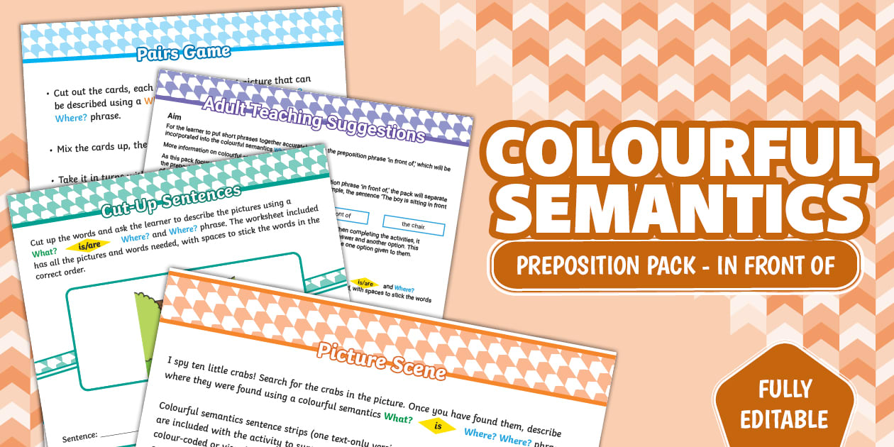 Colourful Semantics Preposition Pack - In Front Of