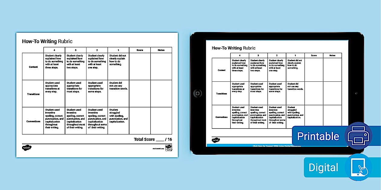 How-To Informative Writing Rubric for 1st-2nd Grade - Twinkl