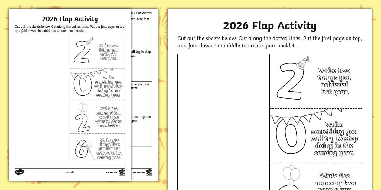 2025 New Year Flap Activity (teacher made) - Twinkl