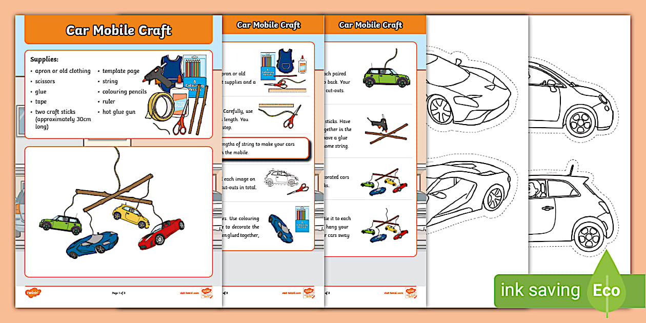 Car Mobile Craft (teacher made) - Twinkl