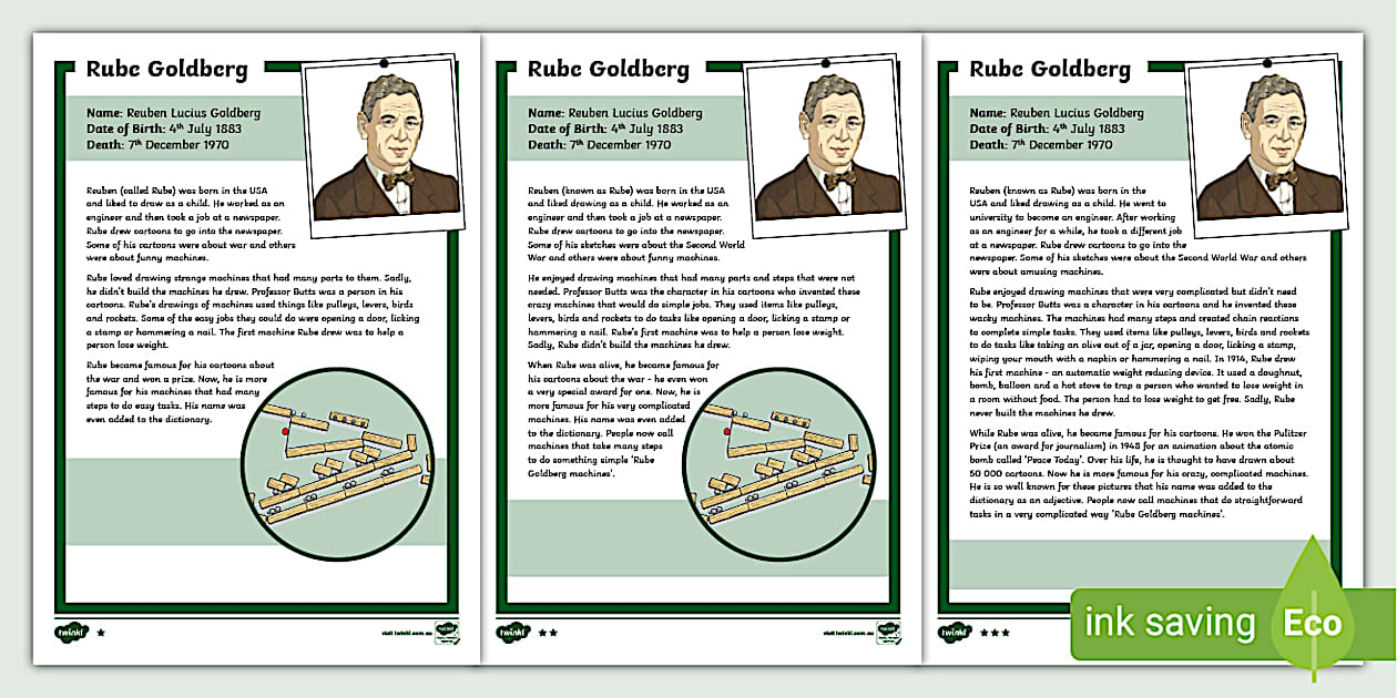 Rube Goldberg Differentiated Reading Comprehension - Twinkl