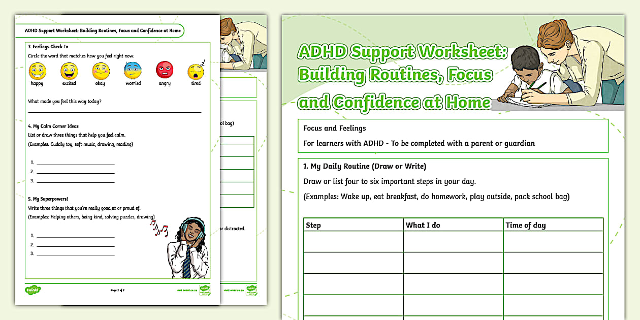 ADHD Support Worksheet: Building Routines, Focus & Confidence at Home