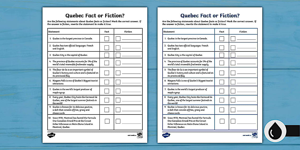 Quebec Fact or Fiction Activity (Hecho por educadores)