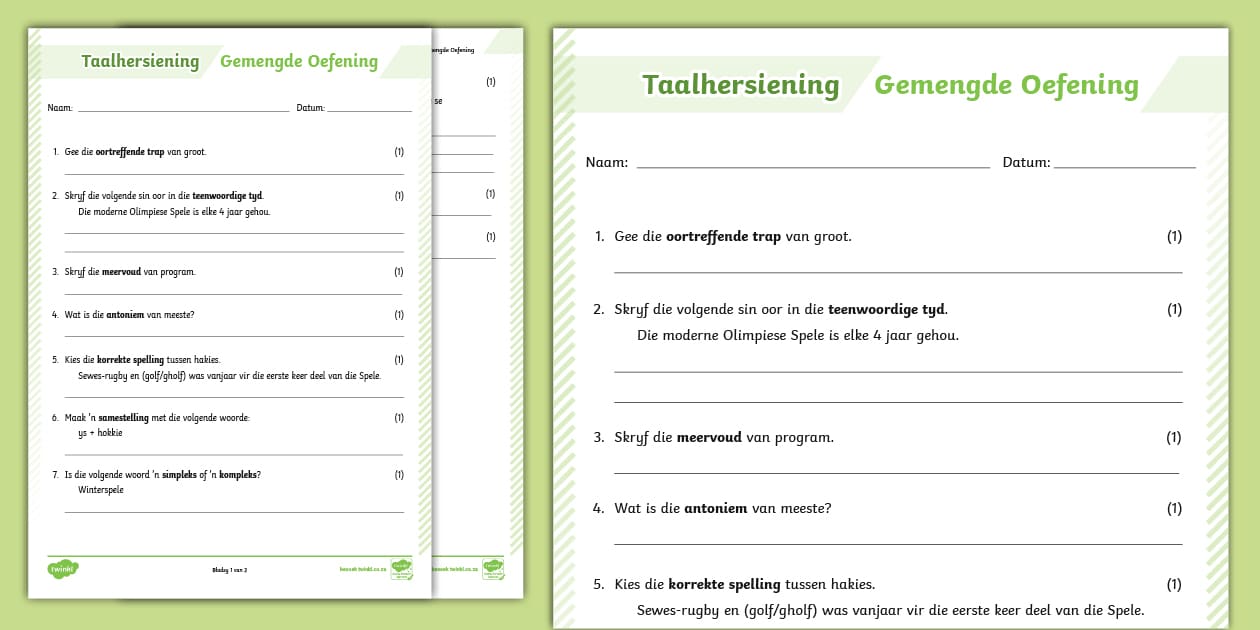 Taalhersiening - Gemengde Oefening (teacher made) - Twinkl