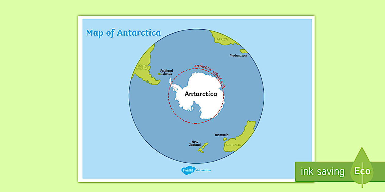 Editable World Map of Antarctica Display Poster - Twinkl