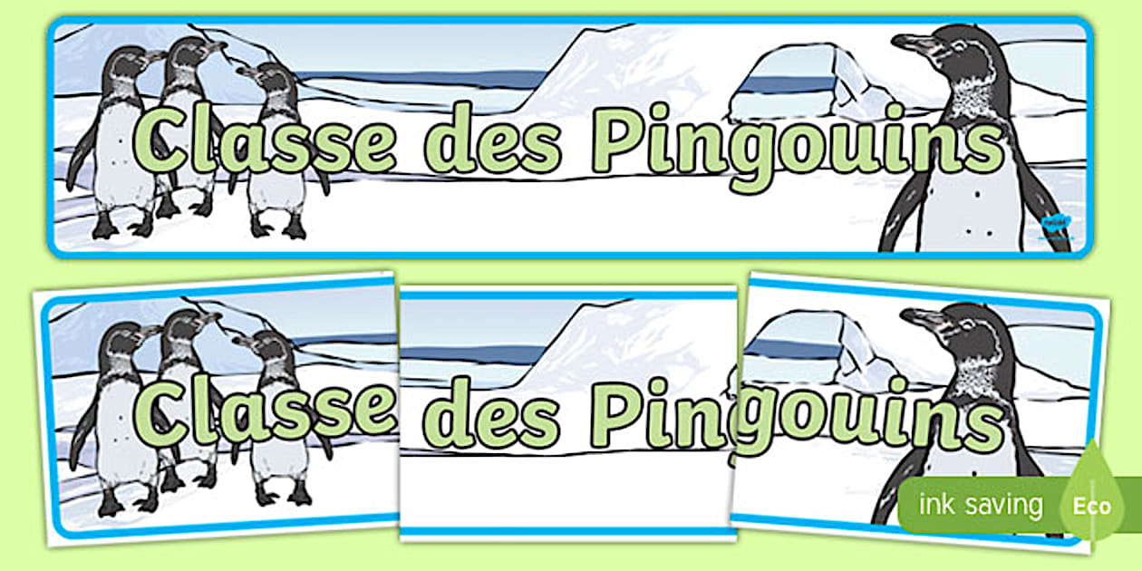 Cursive Penguin Class Display Banner French - Twinkl