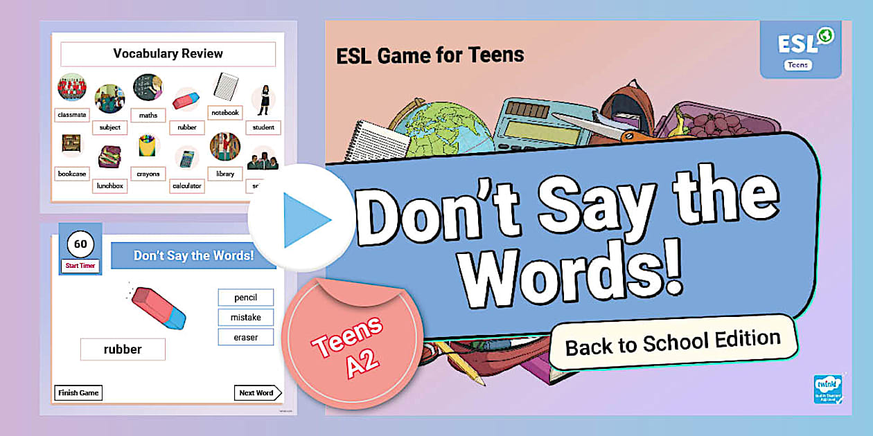 ESL Don't Say the Words Back to School Game for Teens