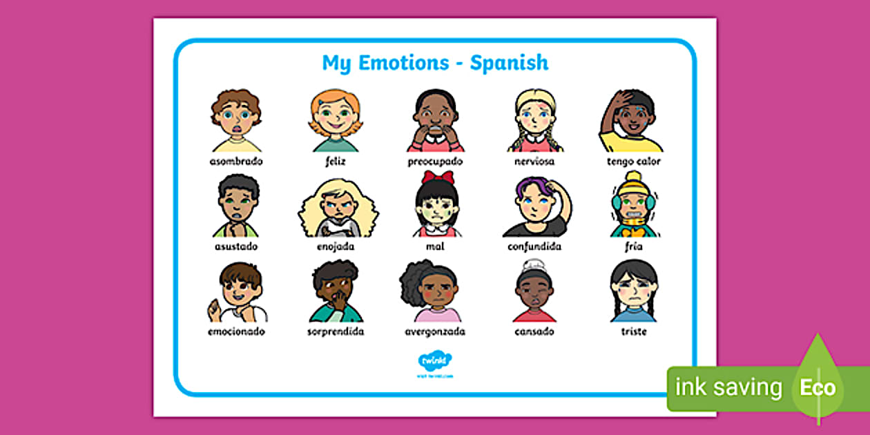 Emotions Word Card Spanish (teacher made) - Twinkl