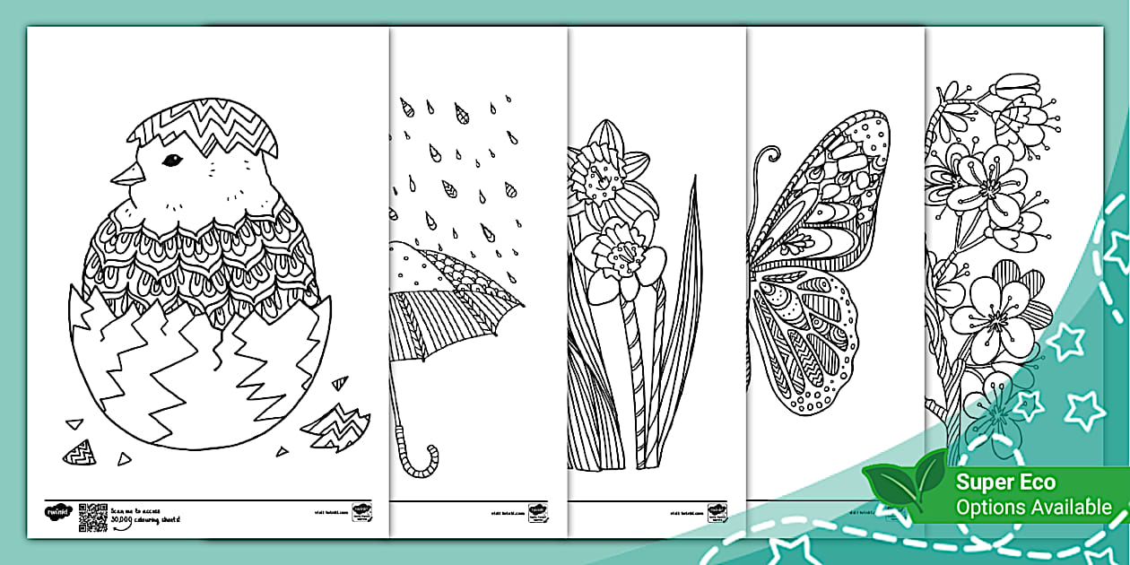 Spring Mindfulness Coloring Sheets (Teacher-Made) - Twinkl