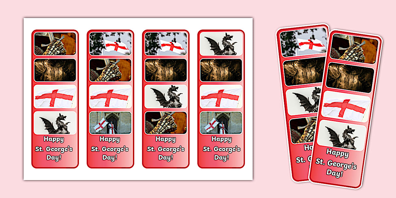St. George's Day Photo Strip Bookmarks (Teacher-Made)