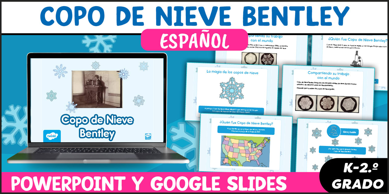 PowerPoint y Google Slides para kinder a segundo grado: Copo de Nieve ...