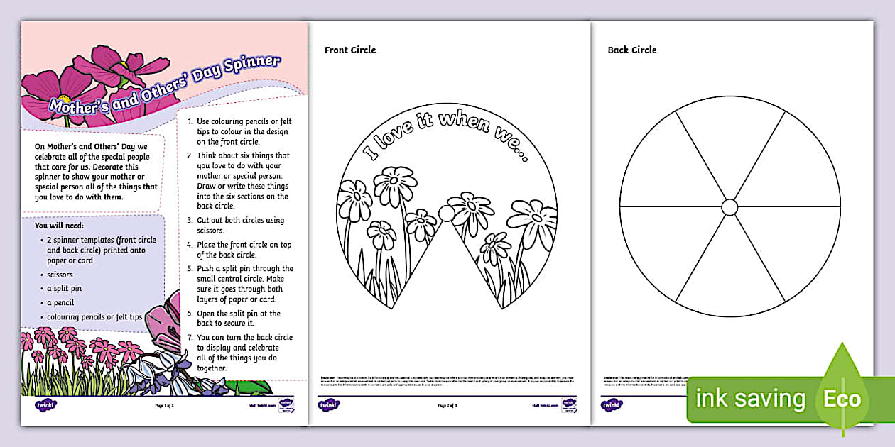 Mother's and Others' Day Spinner Paper Craft Activity