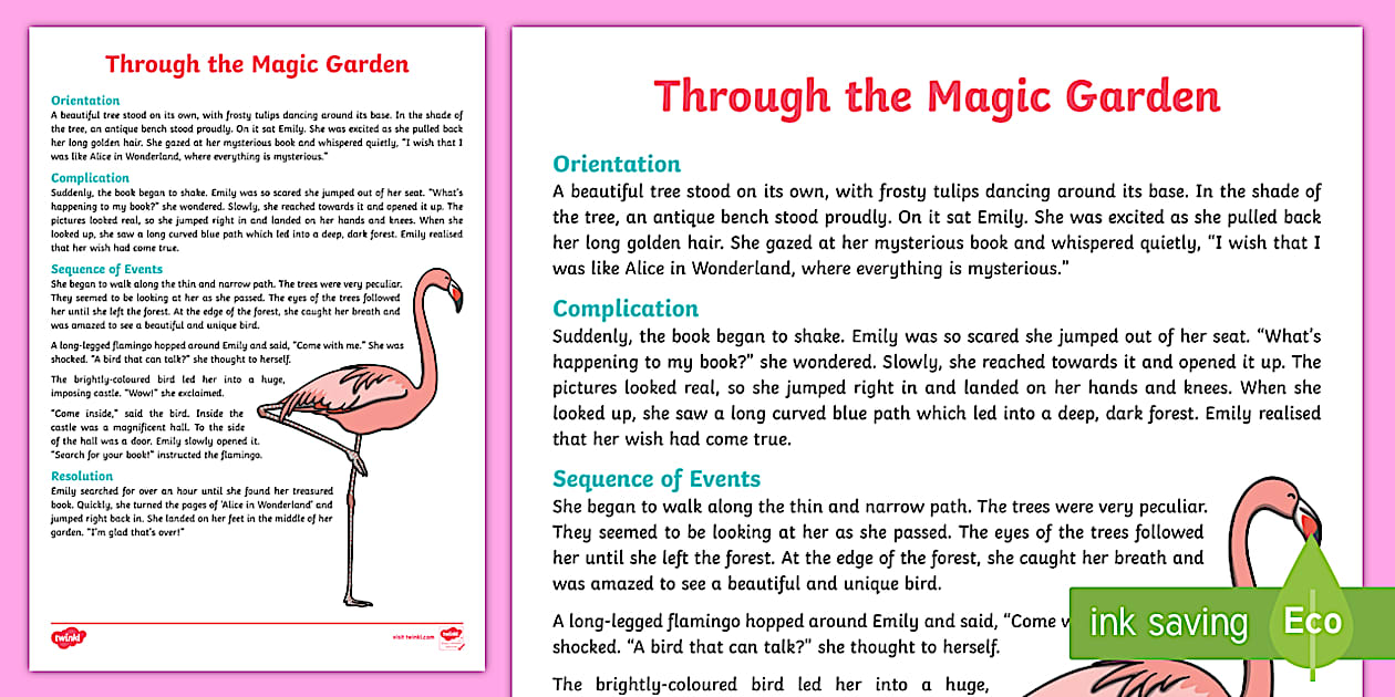 Editable Through the Magic Garden Narrative Writing Sample
