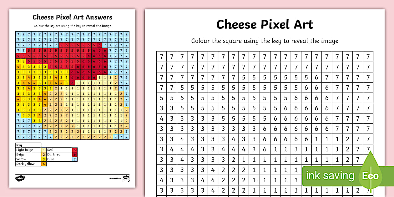Cheese Pixel Art Template (teacher made) - Twinkl