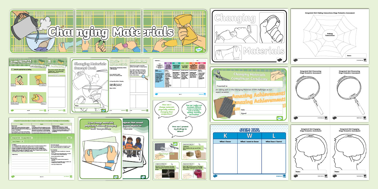 STEM IU Yr 2 Changing Materials Display Pack (teacher made)