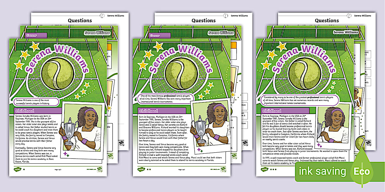 LKS2 Serena Williams Differentiated Comprehension Activity