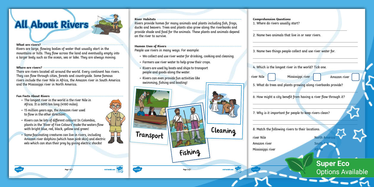 All About Rivers Reading Comprehension (Ages 5 - 7) - Twinkl