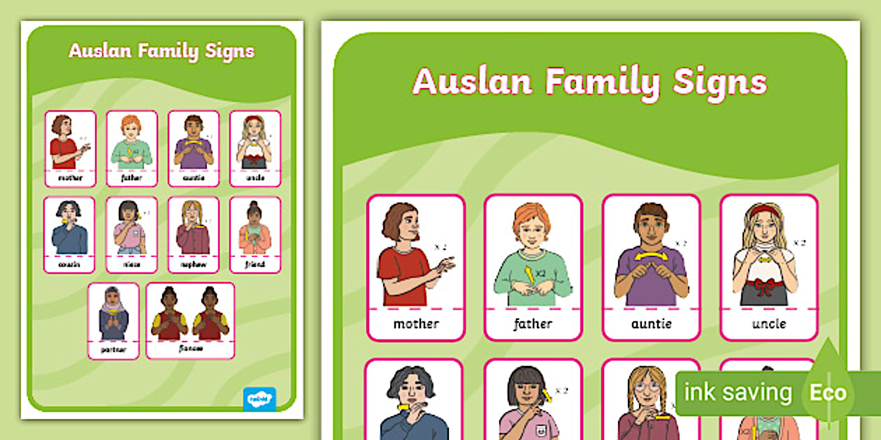 Auslan Extended Family A3 Display Poster - Twinkl