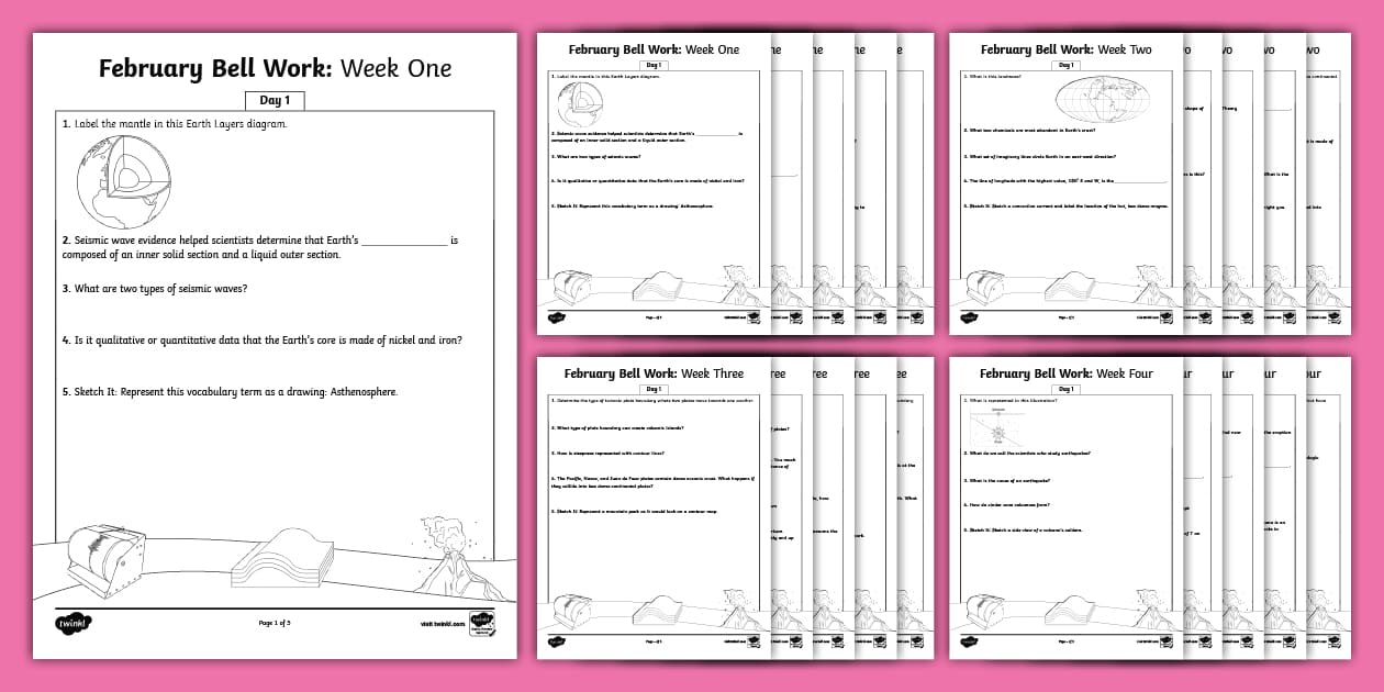 Sixth Grade Science February Bell Work Bundle - Twinkl