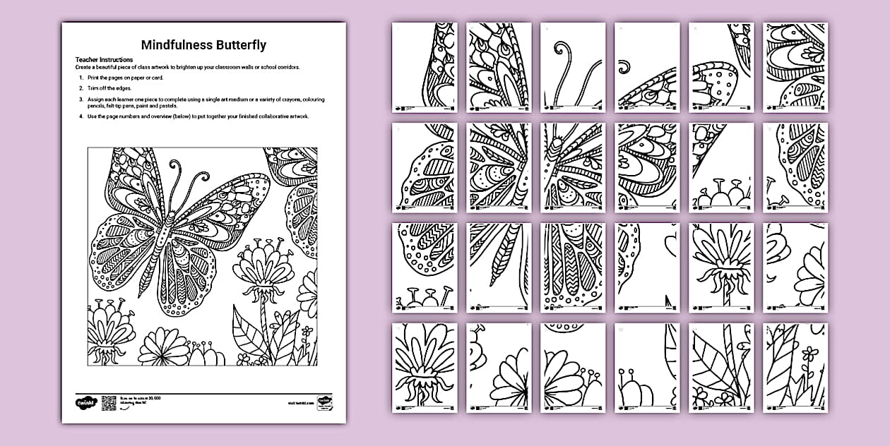 Mindfulness Colouring Butterfly Activity Pack - Twinkl