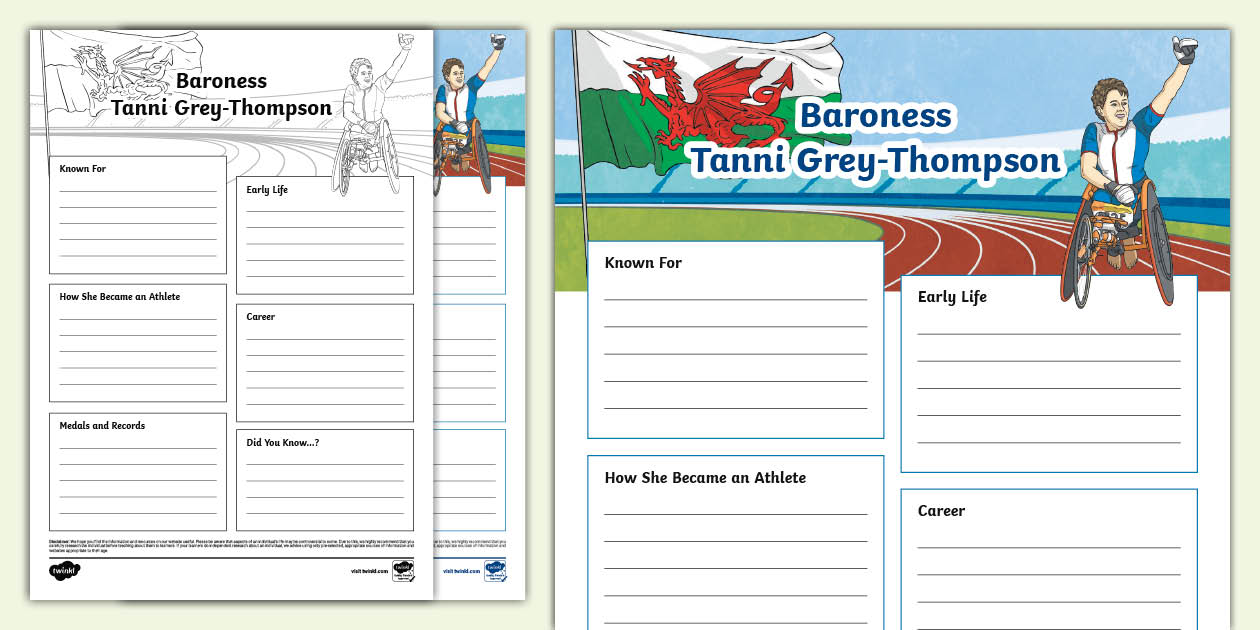 Baroness Tanni Grey-Thompson Fact File Template - Twinkl