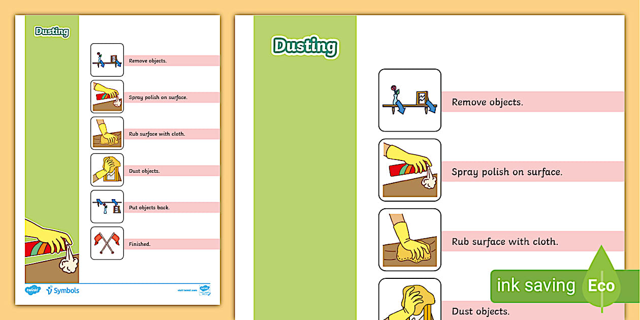 Twinkl Symbols: Dusting Within Task Schedule (teacher made)