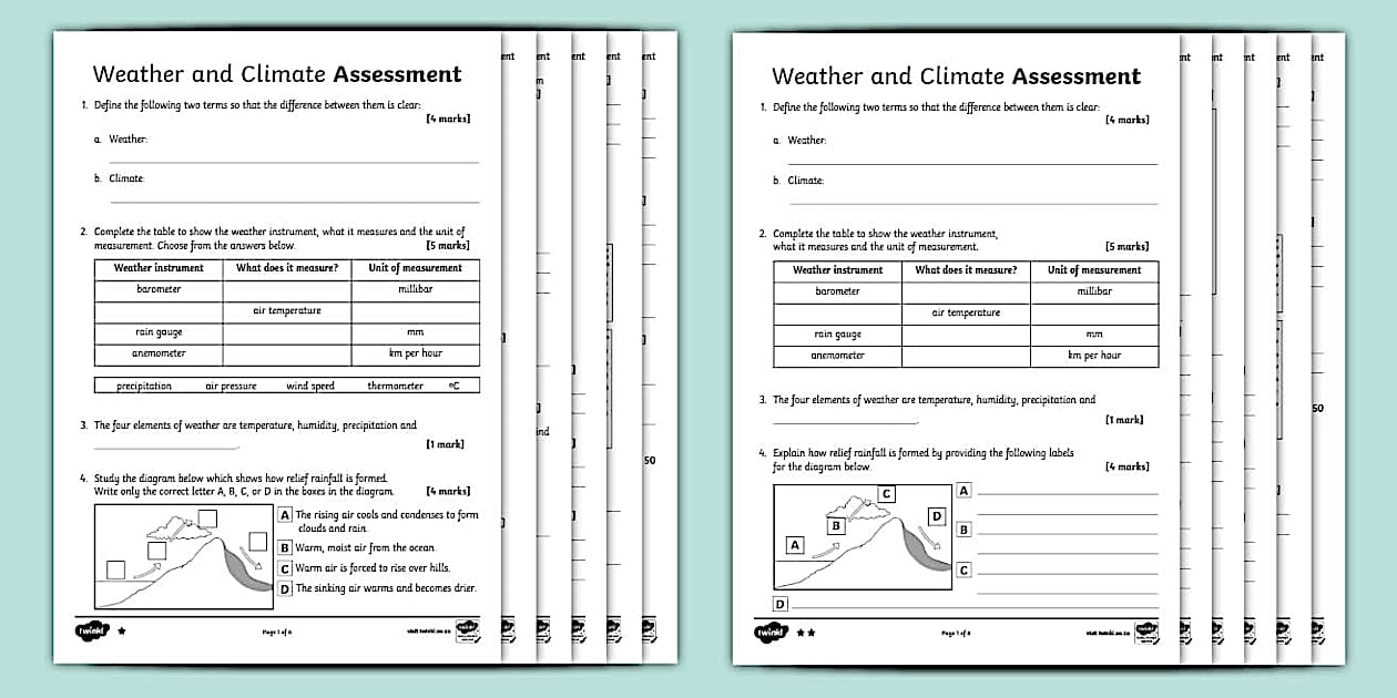 Grade 6 Weather, Climate, And Vegetation Assessment - Twinkl