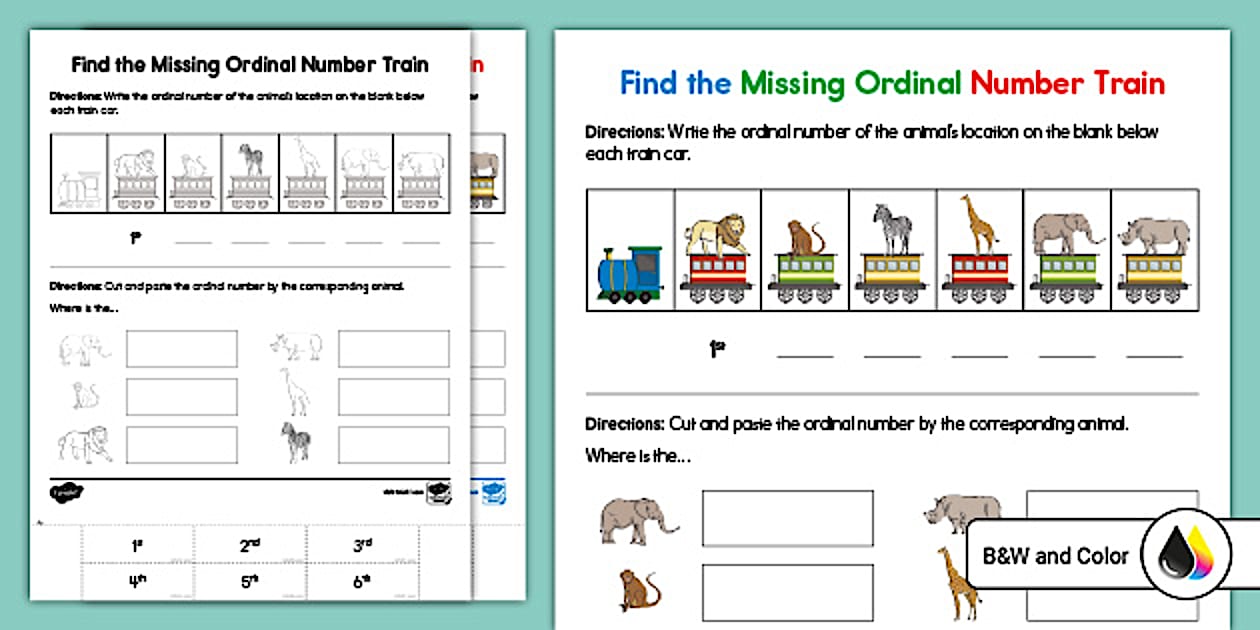 Early Childhood Find the Missing Ordinal Number Train