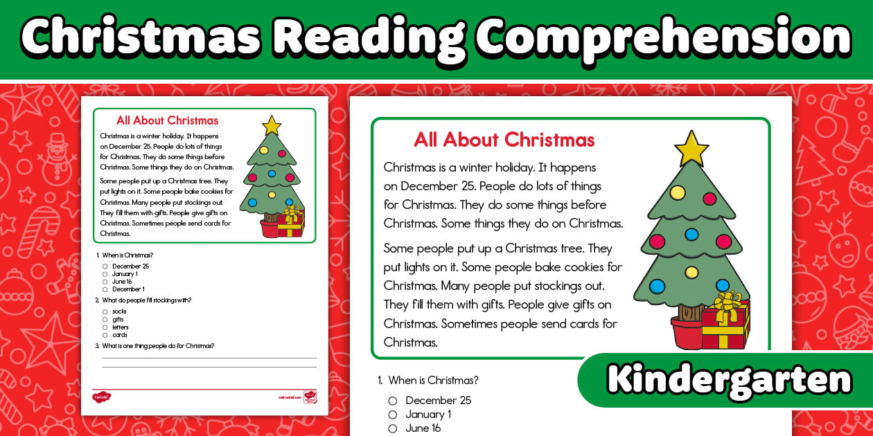 Kindergarten All About Christmas Reading Passage