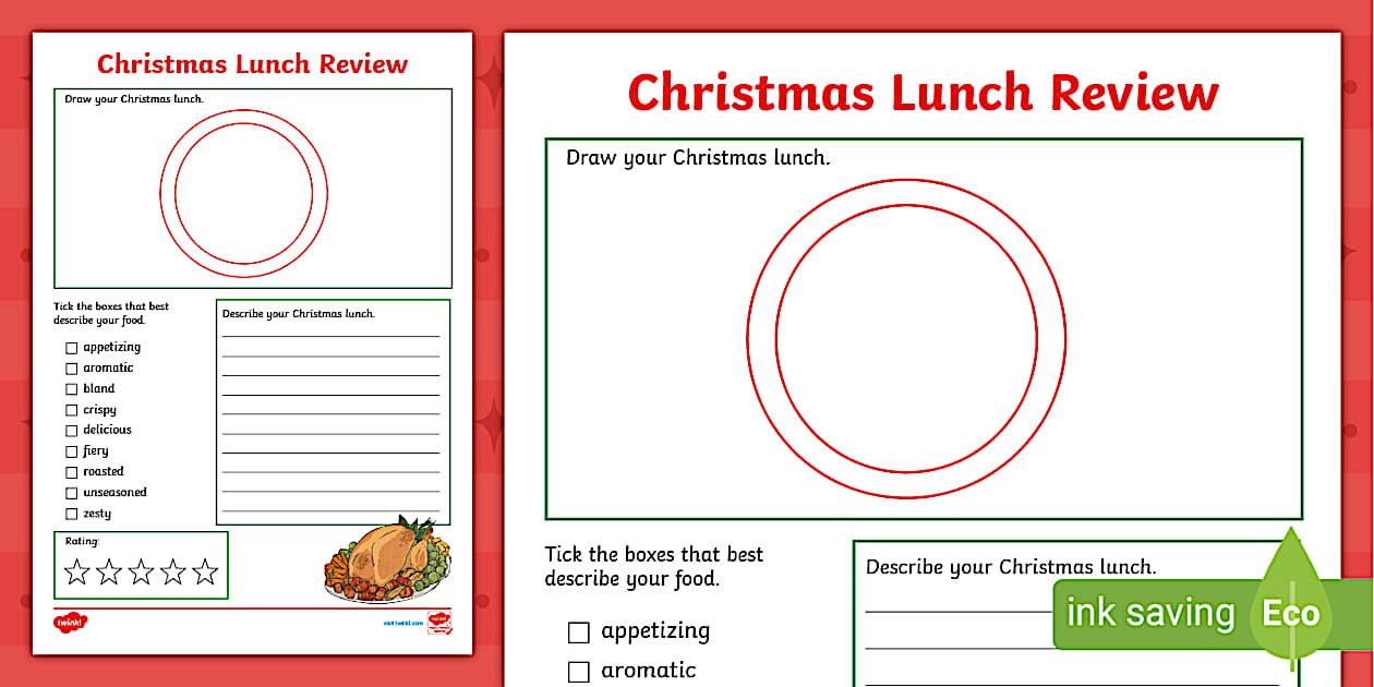 Christmas Lunch Food Review (teacher made) - Twinkl