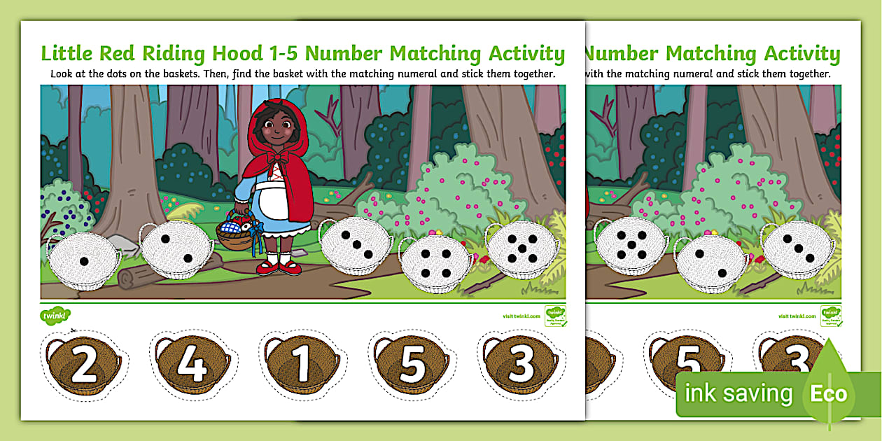 Little Red Riding Hood 1-5 Number Matching Activity - Twinkl