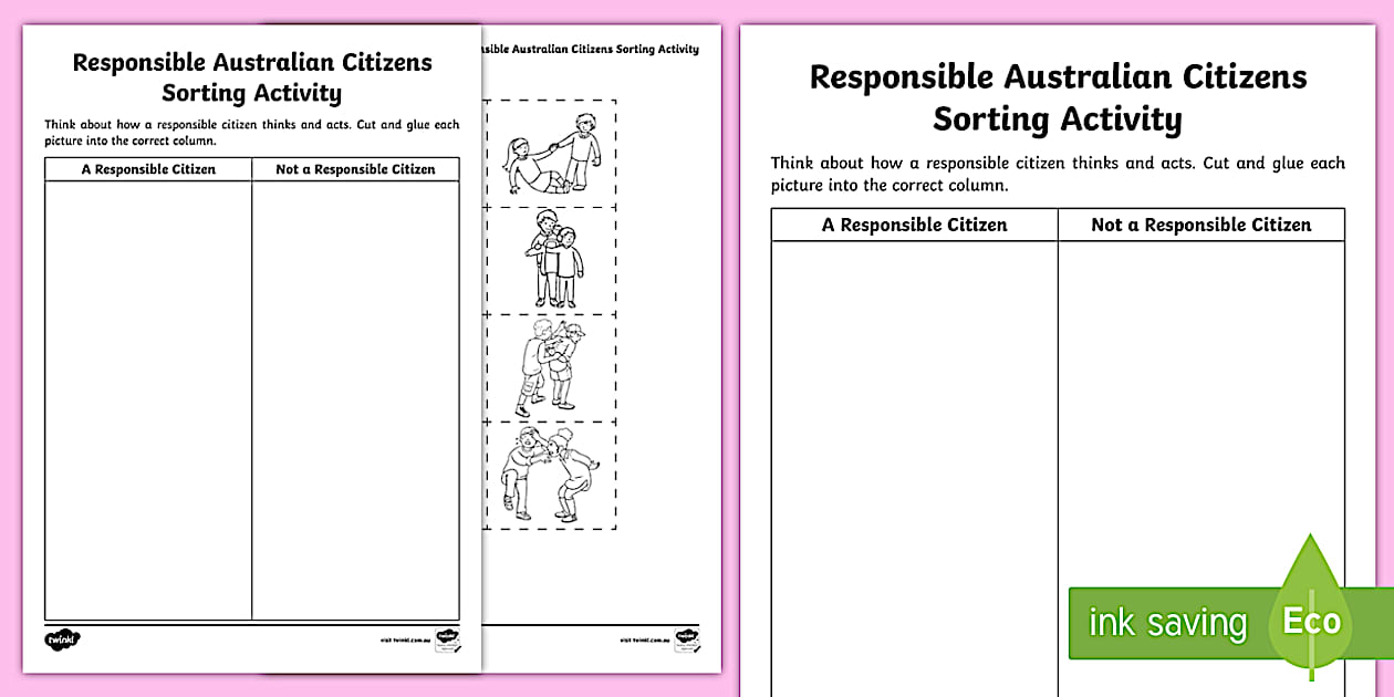 NSW F-2 Australian Citizenship Day Responsible Citizen Picture Sorting