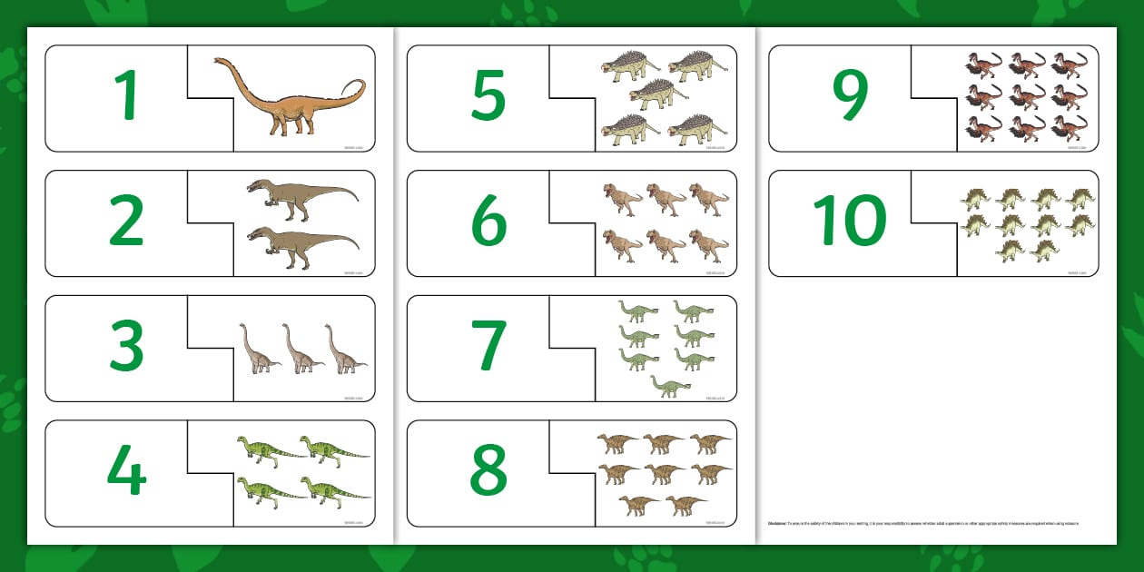 👉 Dinosaur Counting Within 10 Puzzle - KS1 - Maths