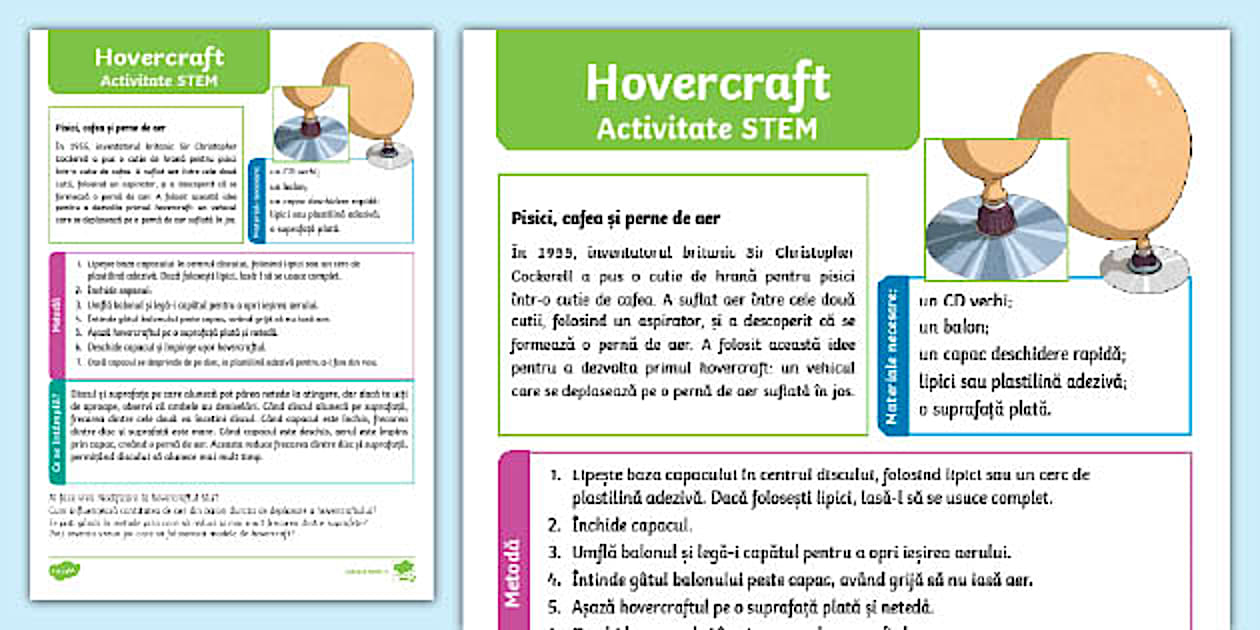 STEM: Hovercraft – Activitate practică (teacher made)