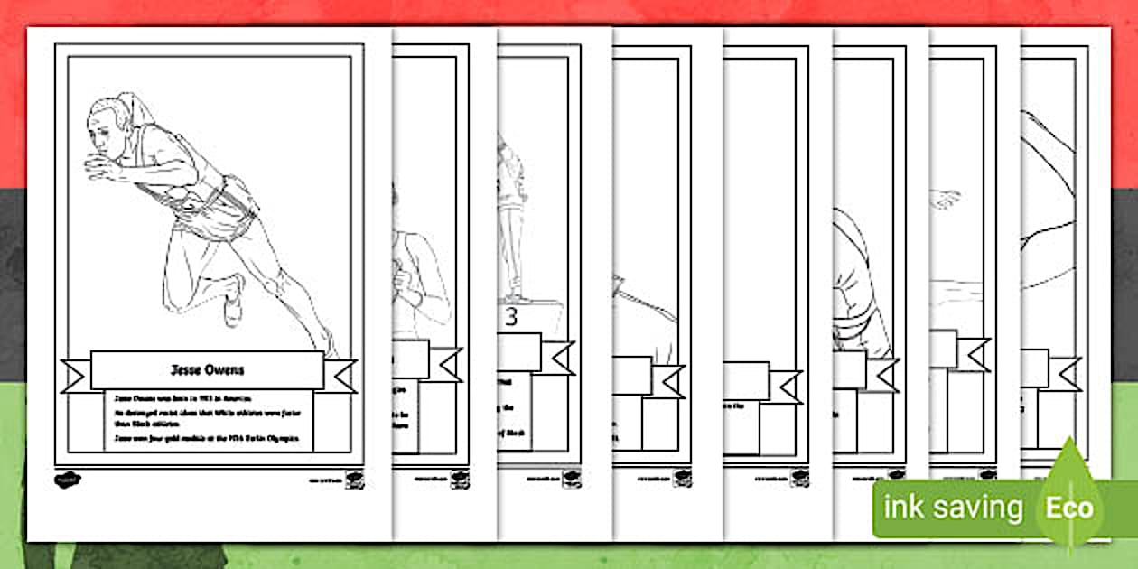 Black History Month Famous Sports Personalities Colouring