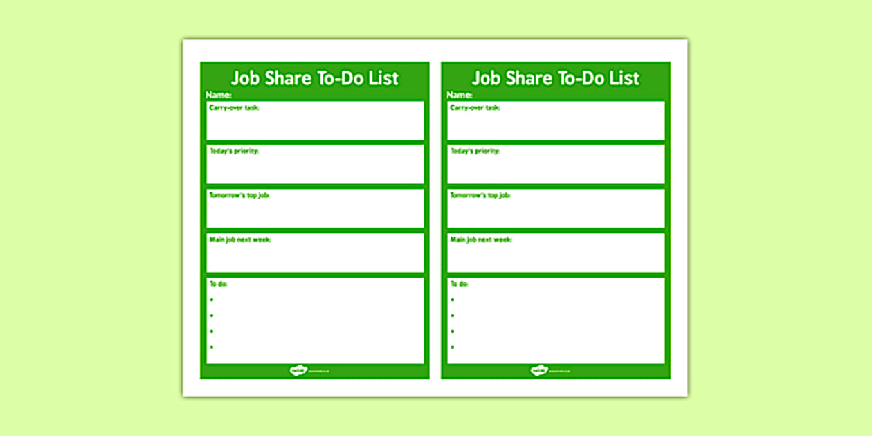 Black and White Job Share To-Do List (teacher made) - Twinkl