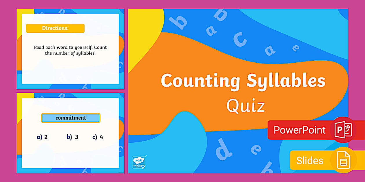 Third Grade Counting Syllables Quiz PowerPoint & Google Slides