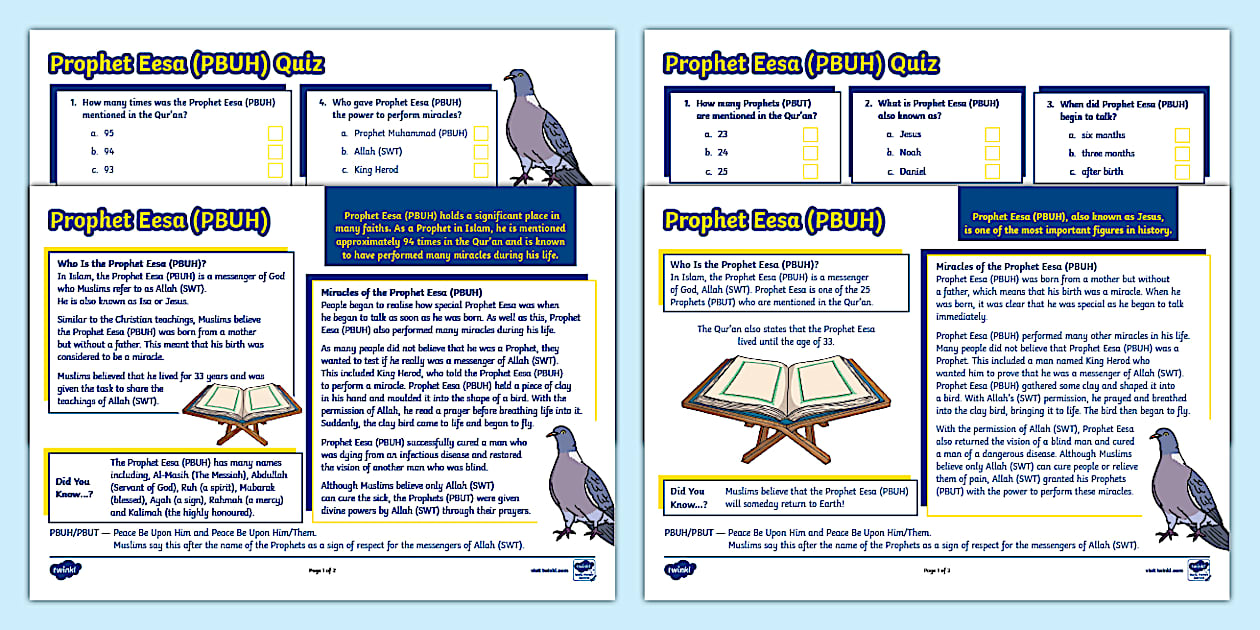 Facts About Prophet Isa (PBUH) | Fact File | Twinkl | KS2