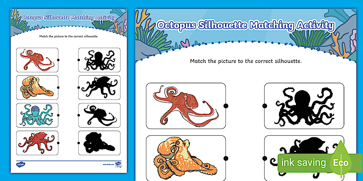 Octopus Silhouette Matching Activity (Teacher-Made) - Twinkl