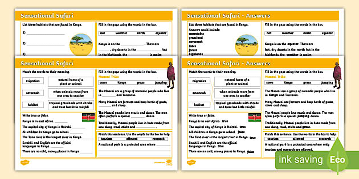 KS1 Geography Revision Mat: Sensational Safari - Twinkl