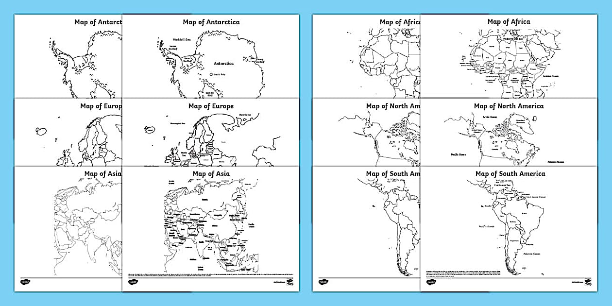 Continents of the World Labelling Activity Pack - Twinkl