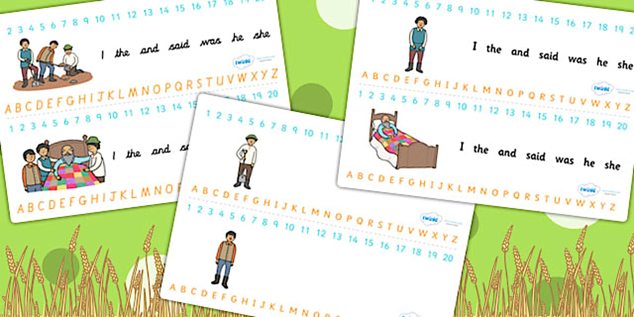 Cursive The Farmer and His Sons Combined Number and Alphabet Strips