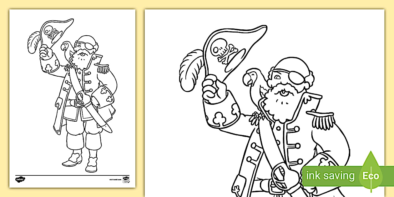 One-Eyed Pirate Colouring Page (Teacher-Made) - Twinkl