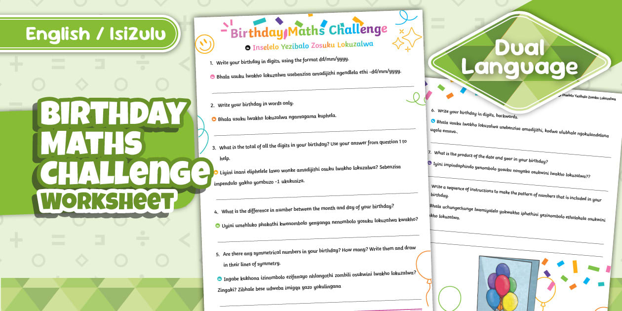 Birthday Maths Challenge Worksheet / Worksheet