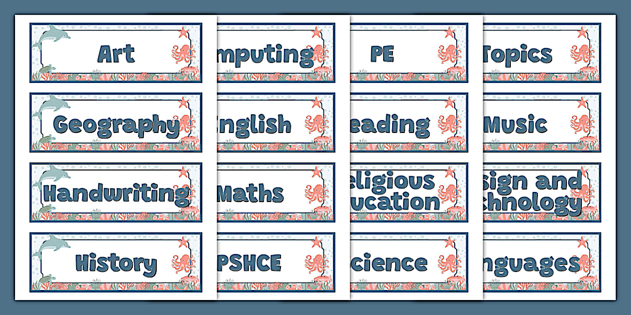 Under the Sea-Themed Subject Labels (teacher made) - Twinkl