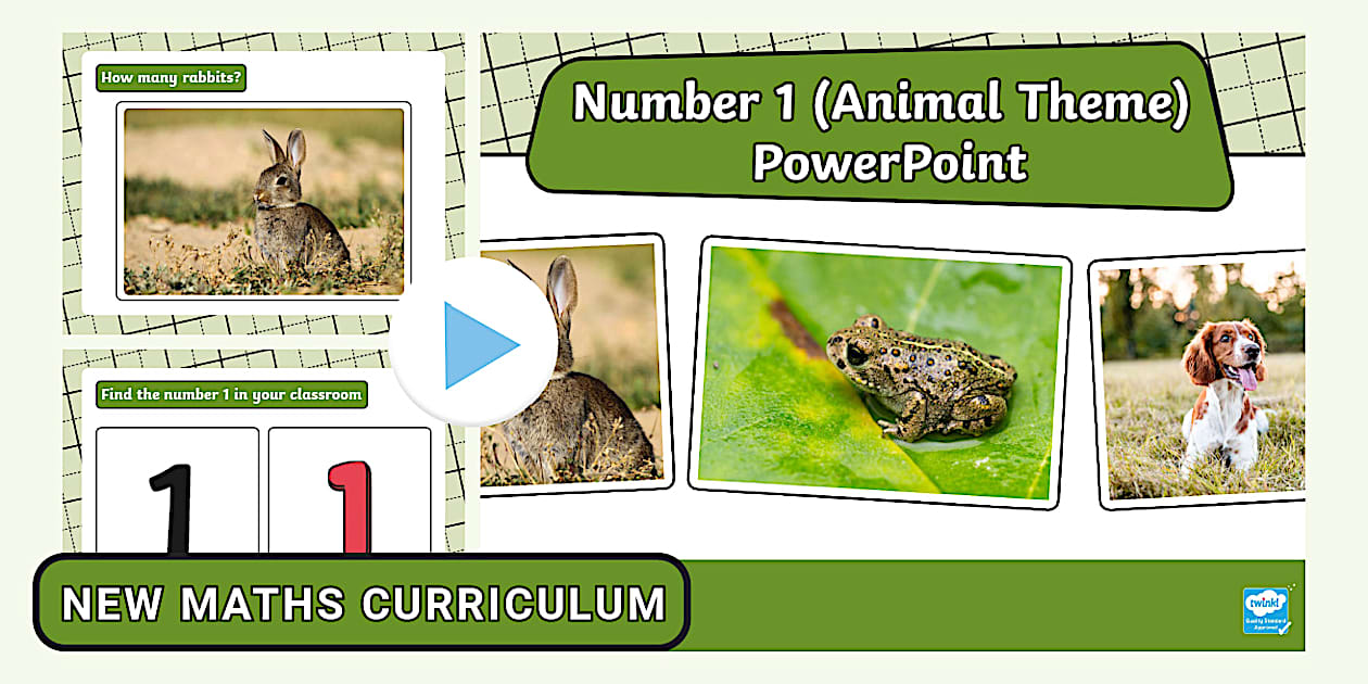 Number 1 (Animal Theme) PowerPoint (teacher made) - Twinkl